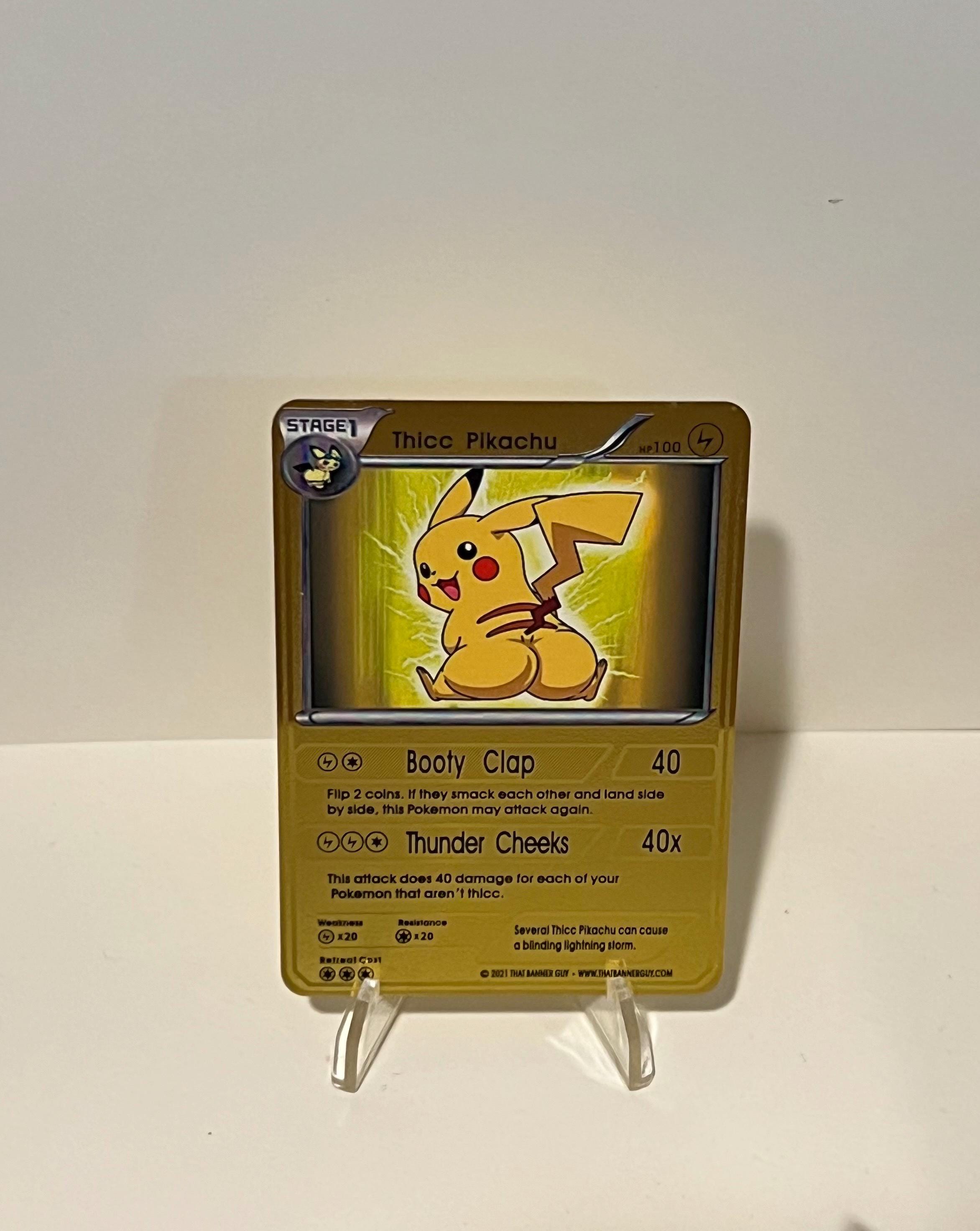 Thicc Pikachu Gold Metal Custom Fan Card - Etsy