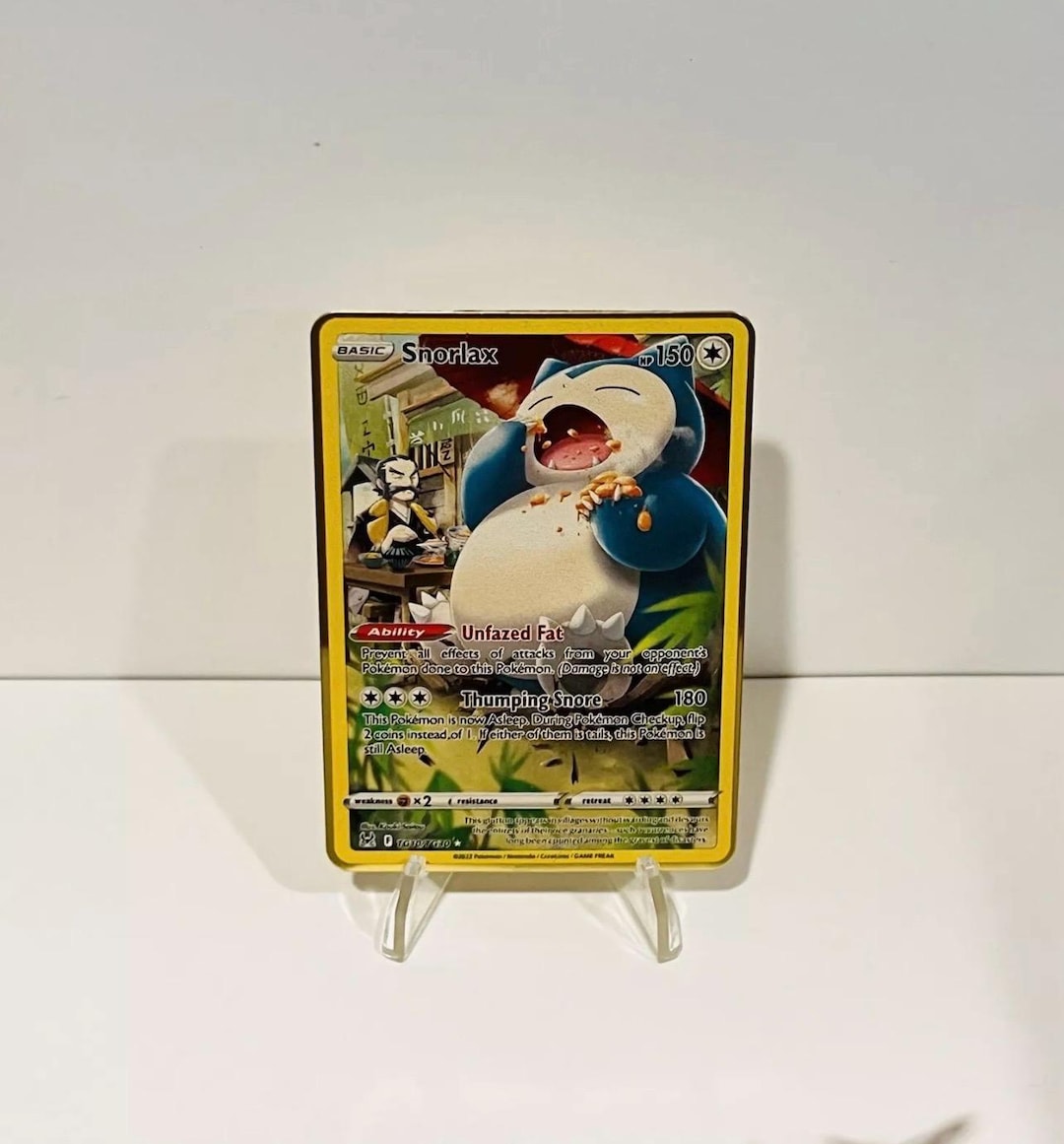Snorlax Gold Metal Custom Fan Card - Etsy