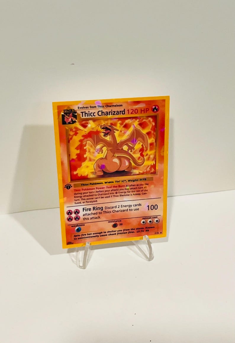 Thicc Charizard Decal Sticker Holographic Size 2.5x3.5 - Etsy