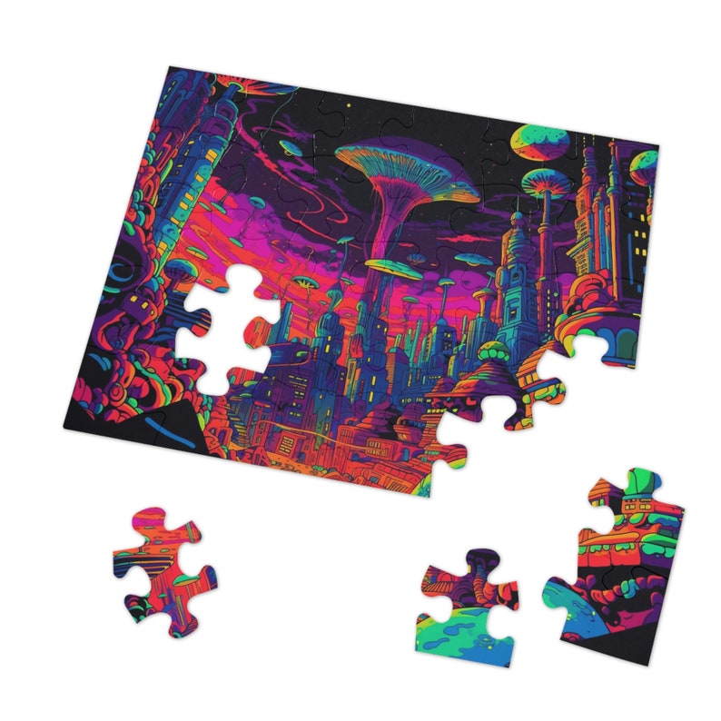 Trippy City of Wonder and ART Stoner Games Jigsaw Puzzle 30, 110, 252 ...