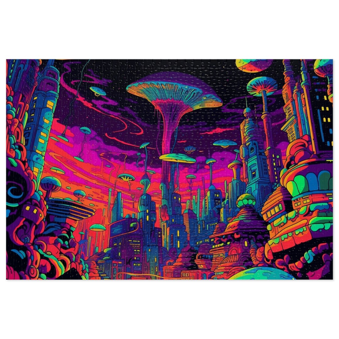 Trippy City of Wonder and ART Stoner Games Jigsaw Puzzle 30, 110, 252 ...