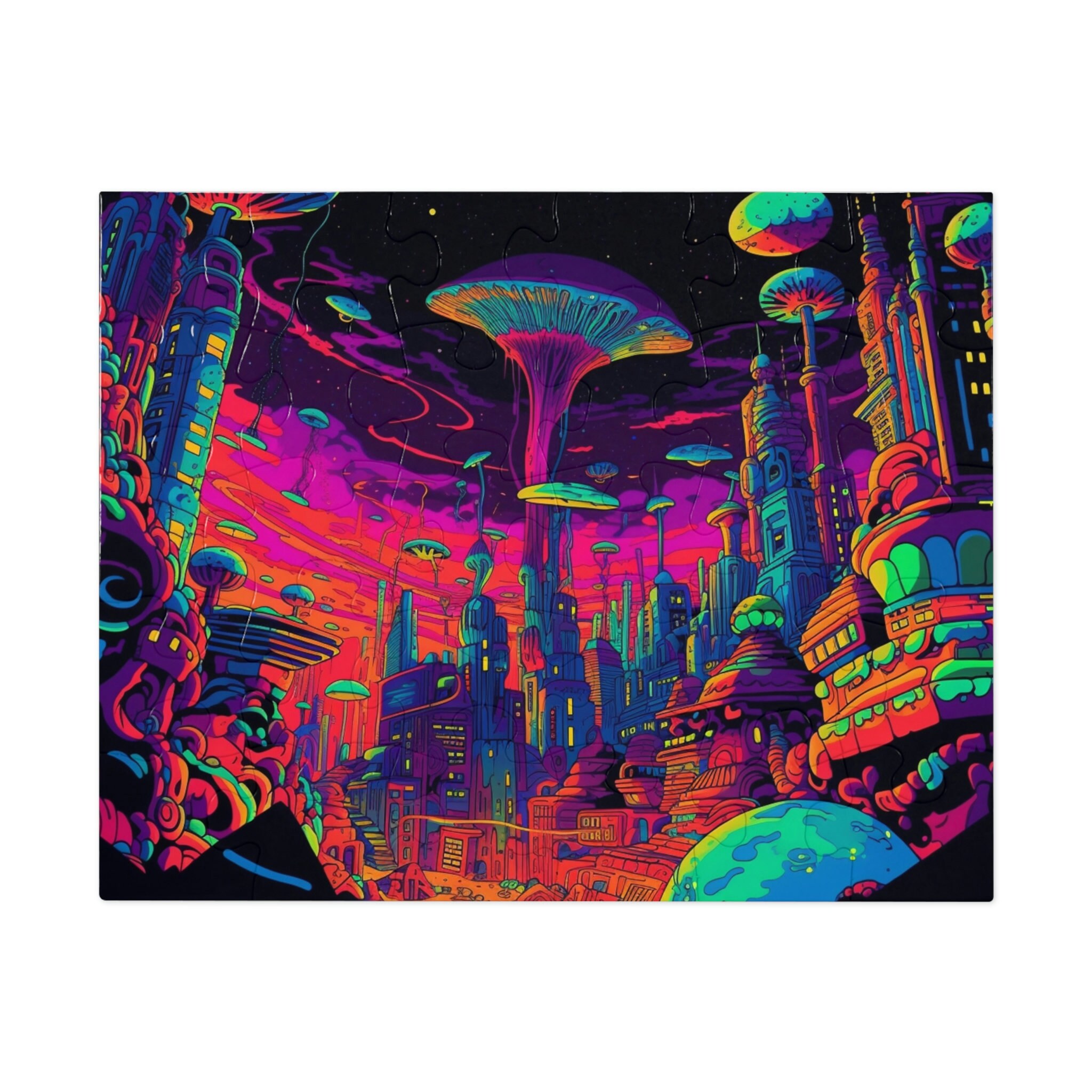 Trippy City of Wonder and ART Stoner Games Jigsaw Puzzle 30, 110, 252 ...