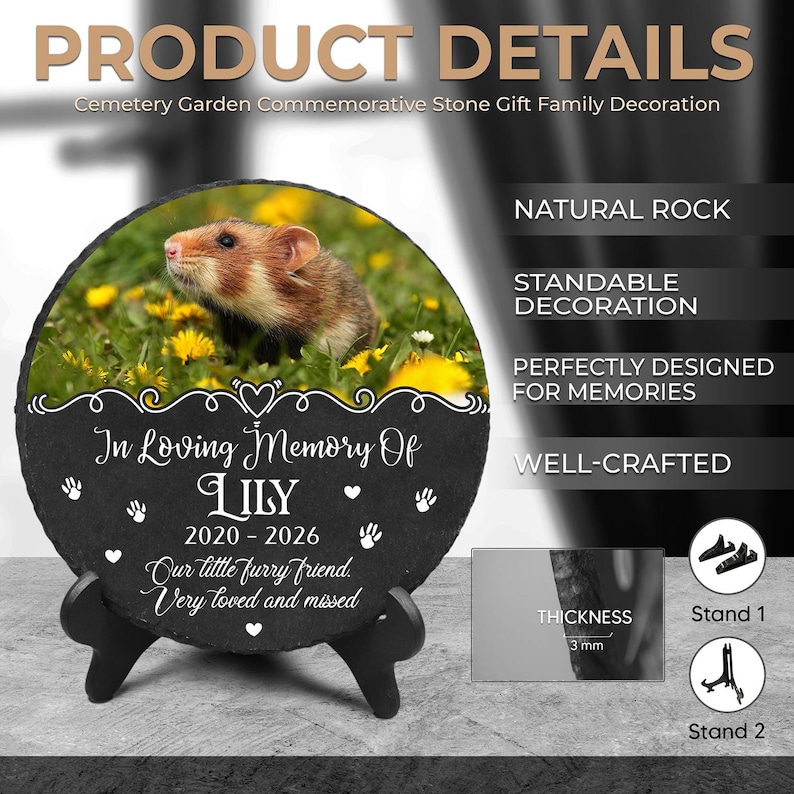 Personalized Hamster Memorial Stone - Custom Slate Pet Memorial Plaque ...
