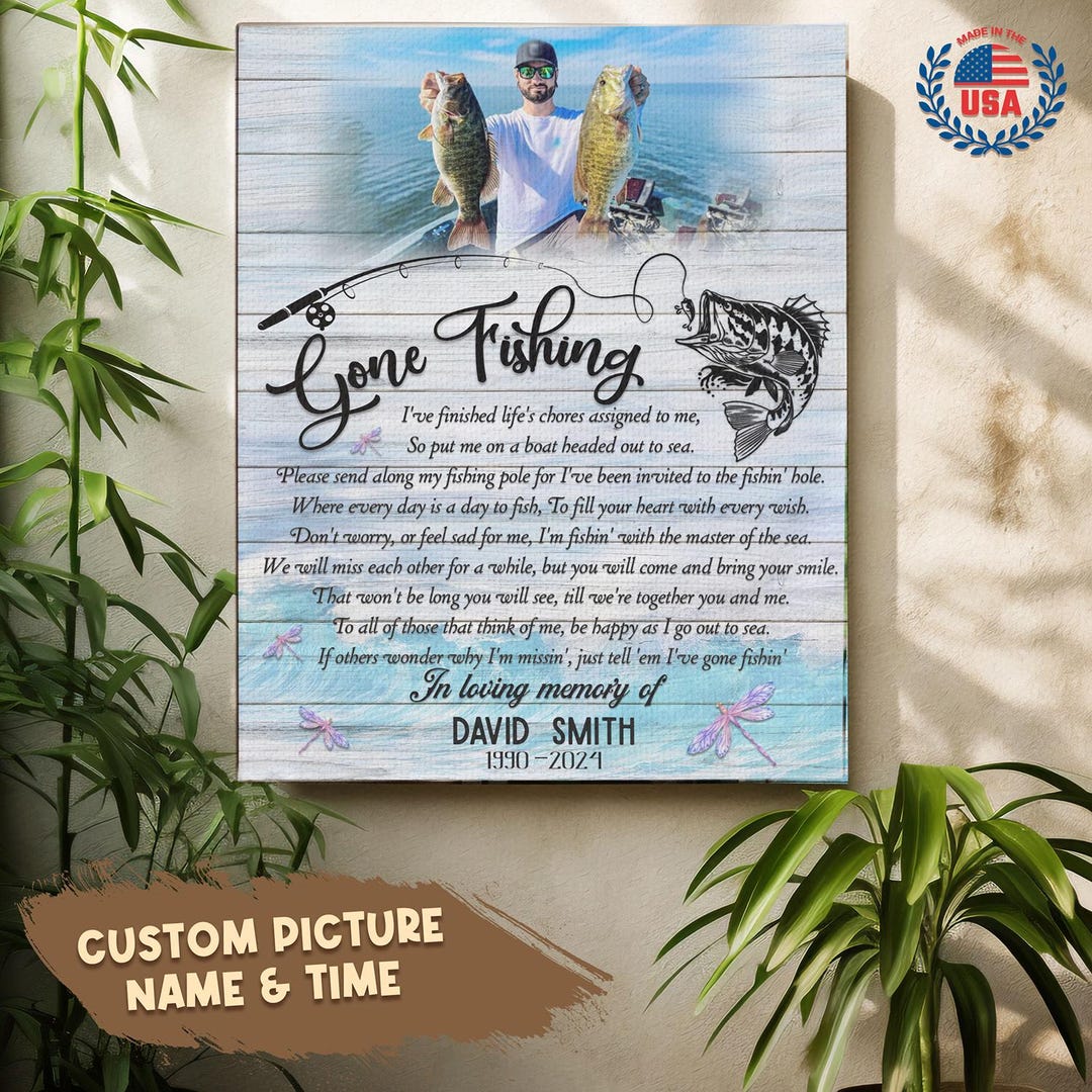 Personalized Gone Fishing Memorial Gifts: in Loving Memory of Fisherman ...