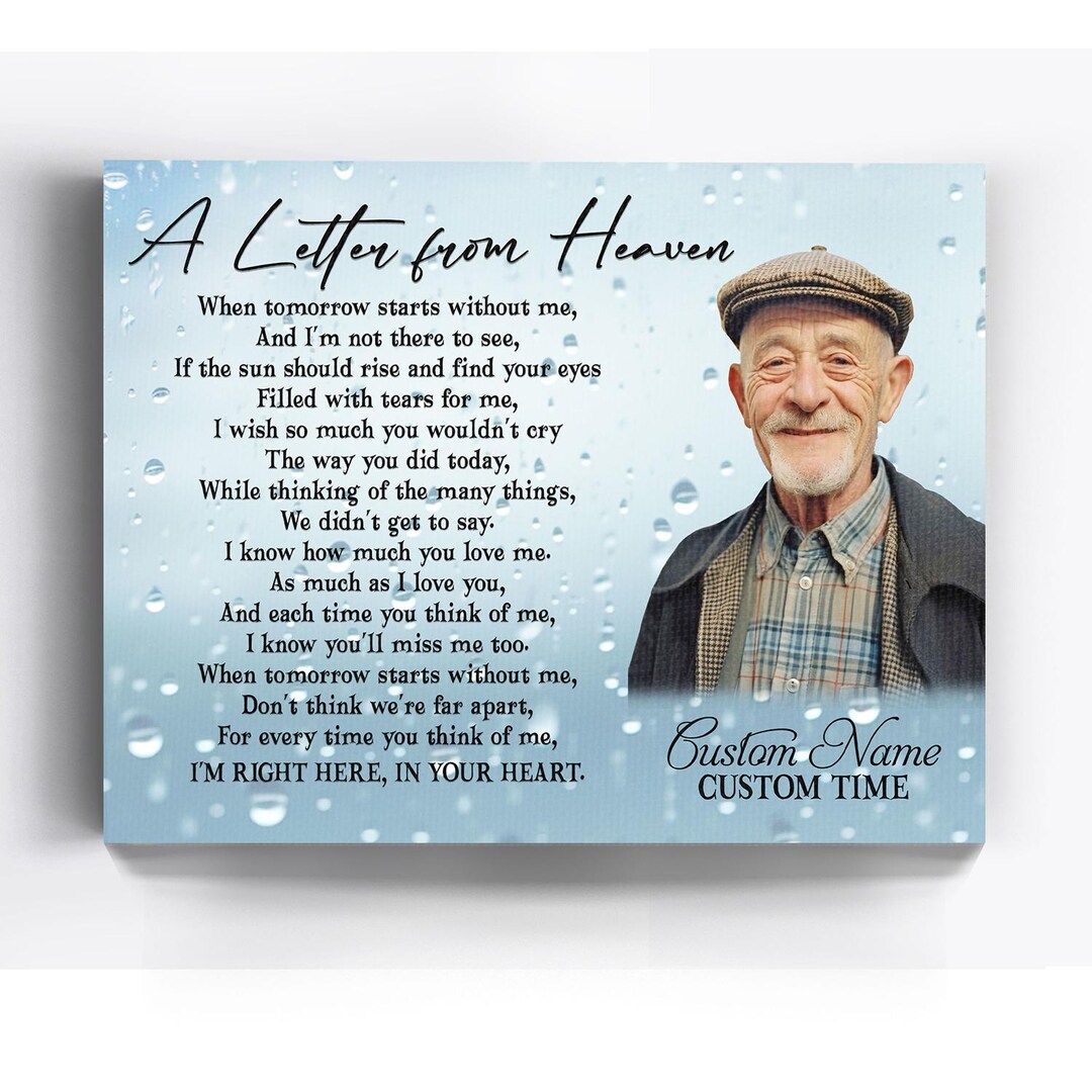 Personalized A Letter From Heaven Memorial Canvas, Sympathy Gift for ...