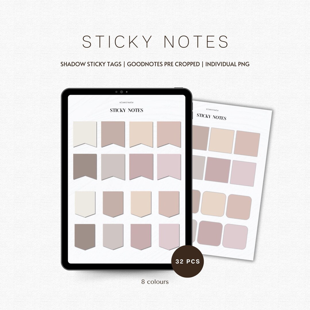 DIGITAL Sticky Notes Transparent Stickers, Pre-cropped, PNG, Goodnotes ...