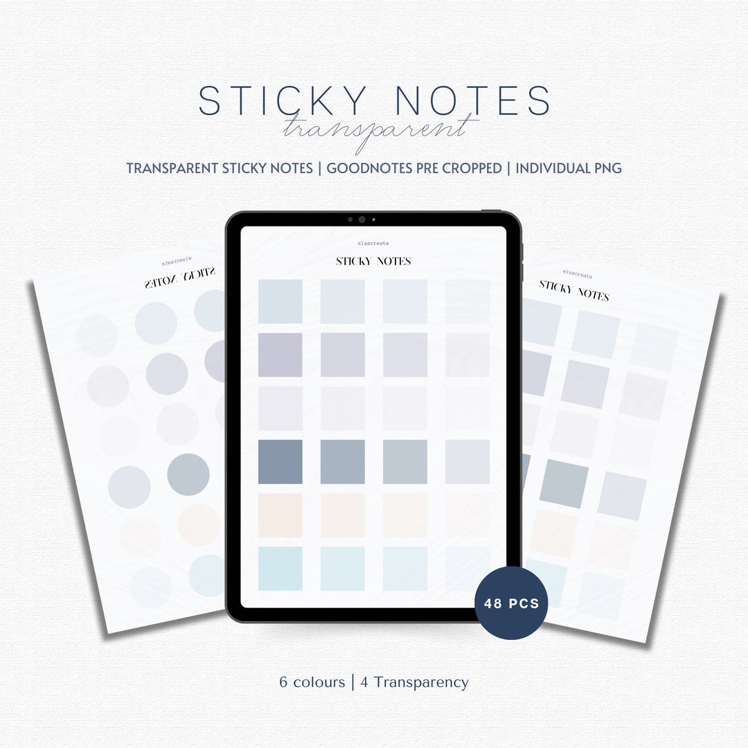 DIGITAL Sticky Notes Transparent Stickers, Pre-cropped, PNG, Goodnotes ...