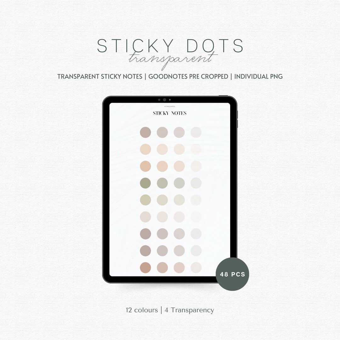 DIGITAL Sticky Notes Dots Transparent Stickers Neutral, Pre-cropped ...