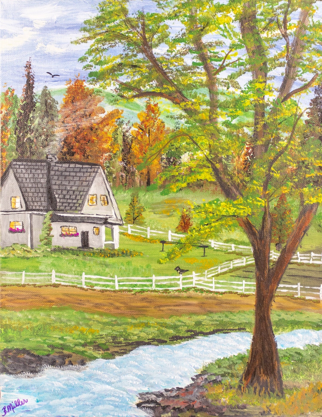 Going Home Spring Landscape Printable Painting, Spring Meadow, Babbling ...