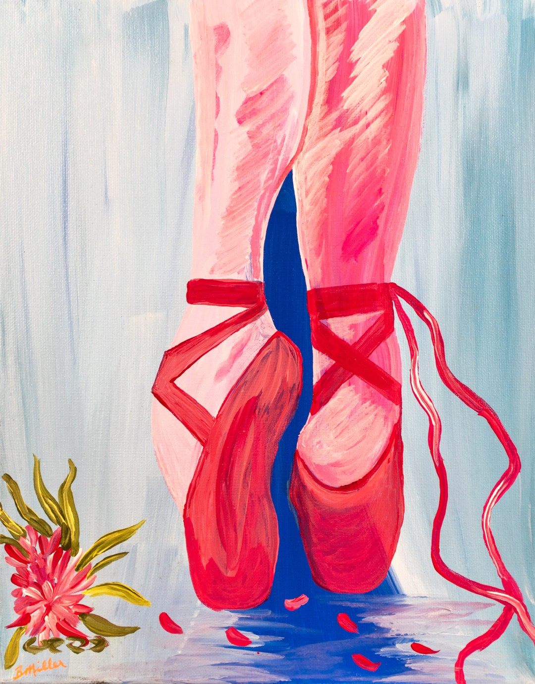 Ballerina Shoes Painting, Ballet Decor, Pointe Shoe Wall Decor, Pink ...