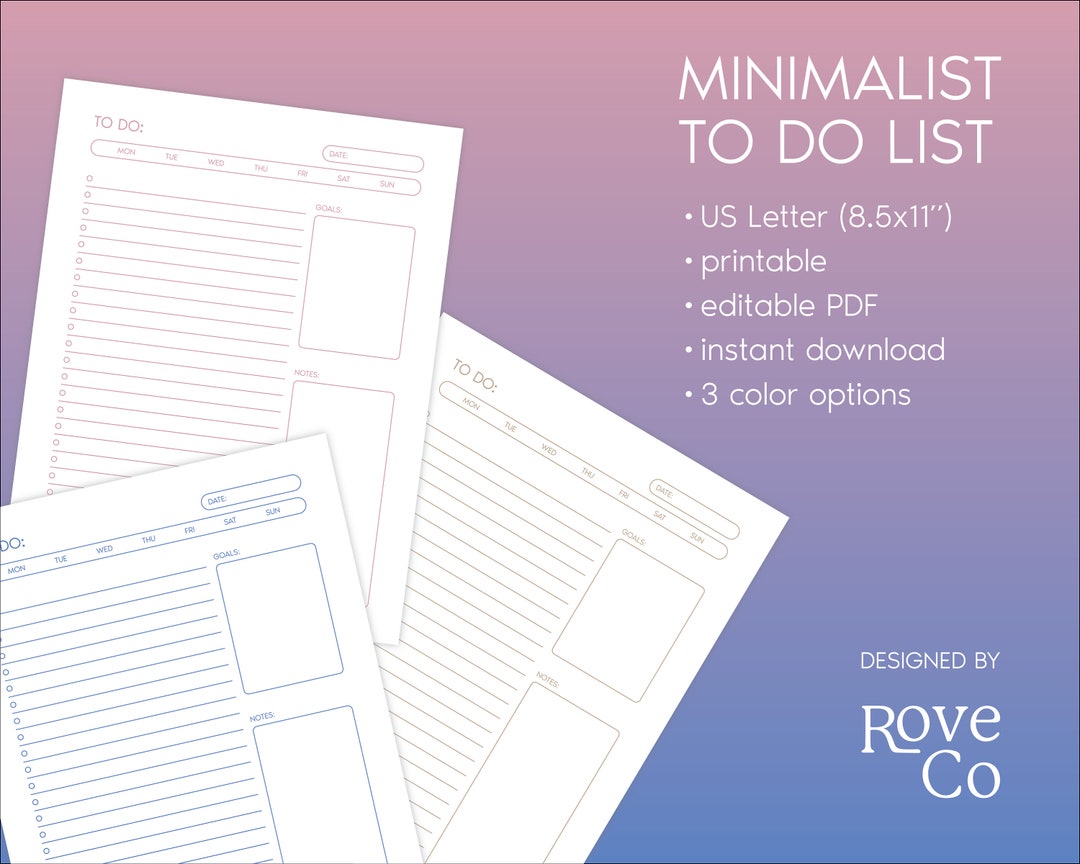 Minimalist to Do List Printable - Etsy