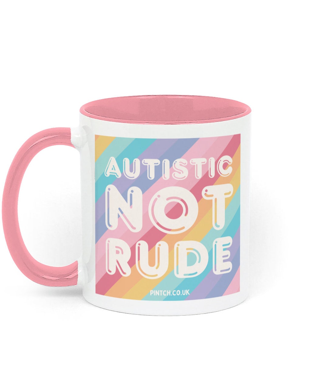 Autistic Not Rude Candy Stripe Mug / Neurodiverse Gift Autism Gifts ...