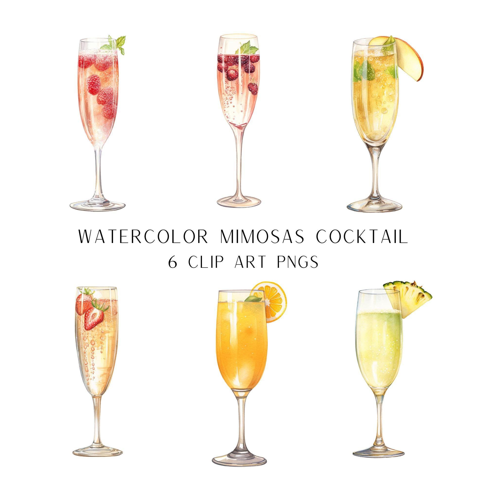 Mimosa Cocktail Illustration, Watercolor Cocktail PNG, Bar Menu Clip ...