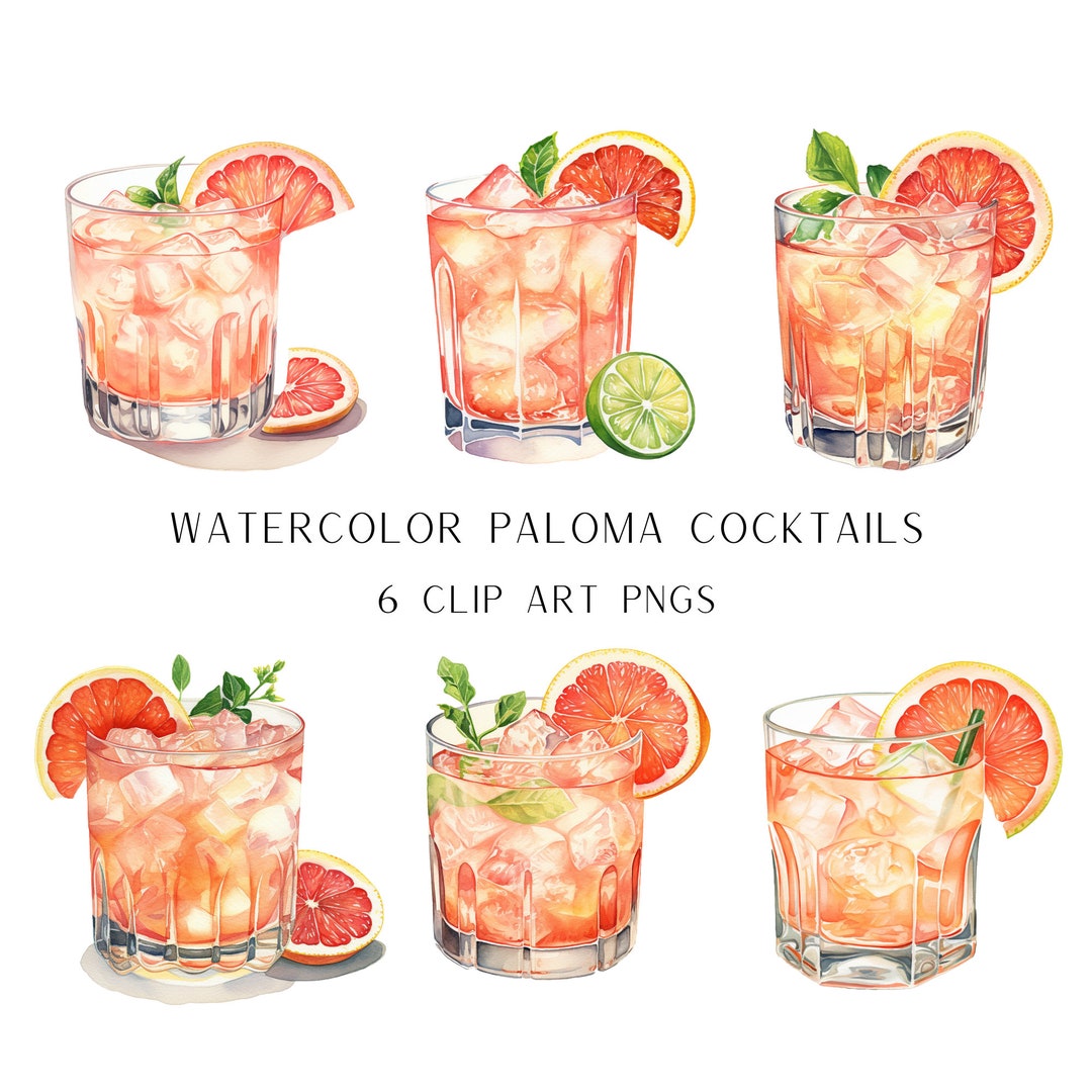 Paloma Cocktail Illustration, Watercolor Cocktail PNG, Bar Menu Clip ...