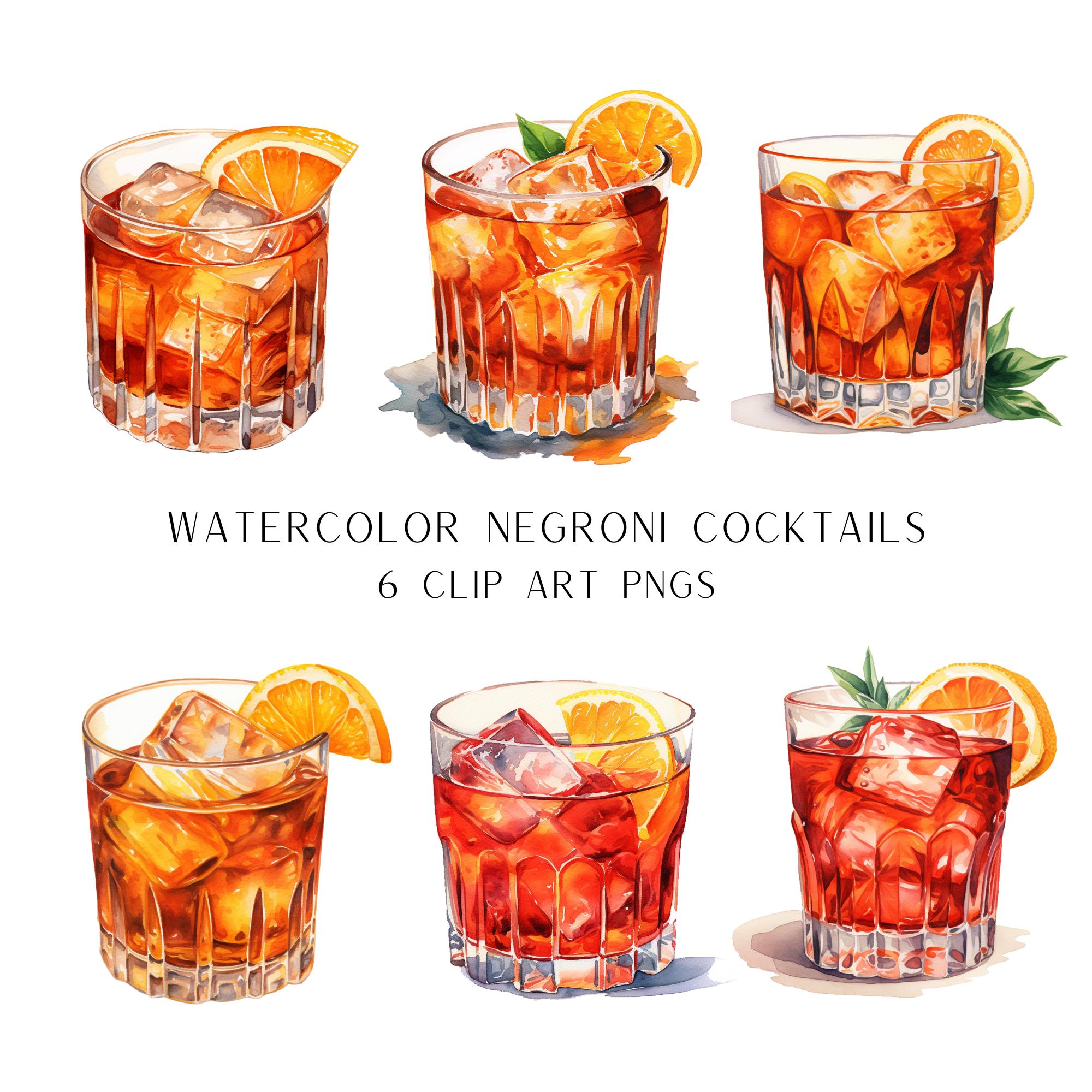 Negroni Watercolor Clipart, Negroni Illustration, Watercolor Art ...