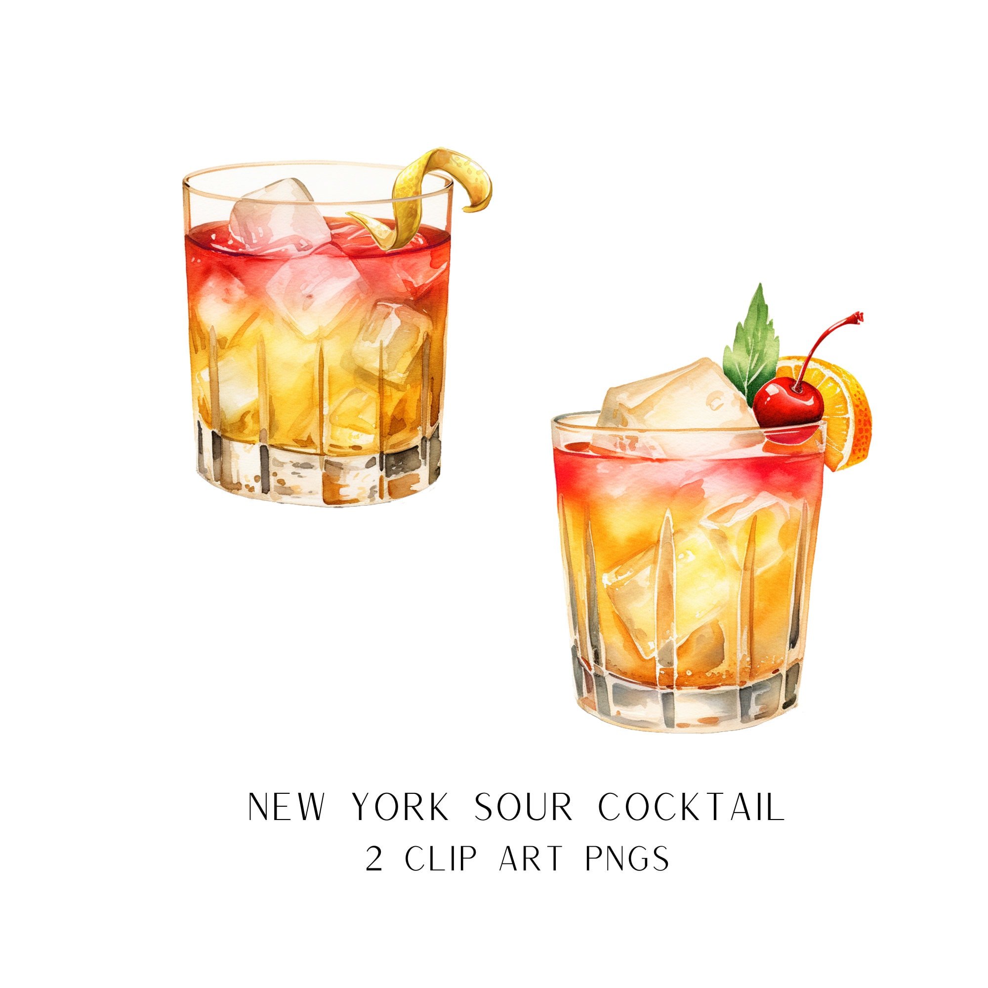 New York Sour Cocktail Illustration, Clipart Graphic Download ...