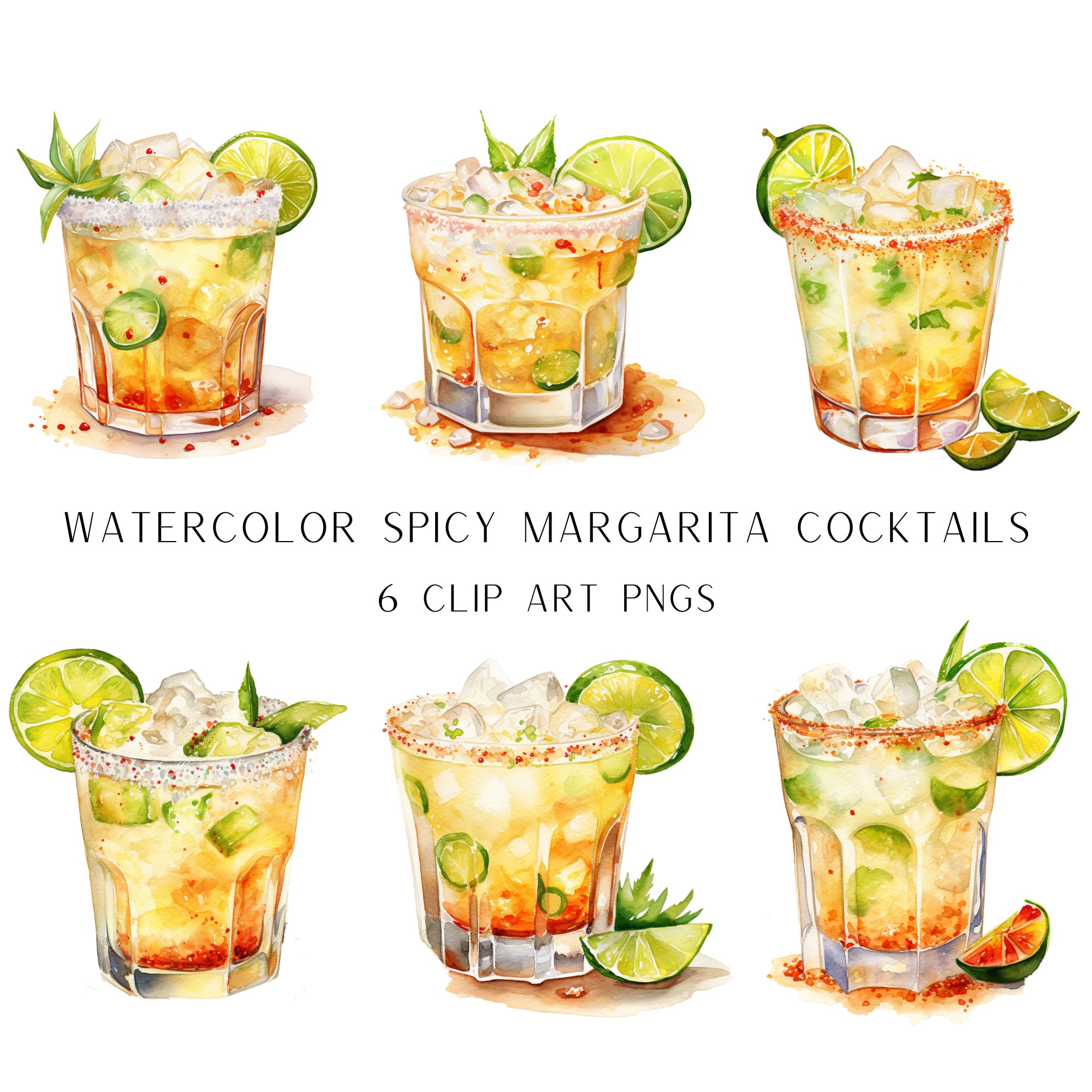 Spicy Margarita Watercolor Illustration, Jalapeno Margarita Art ...