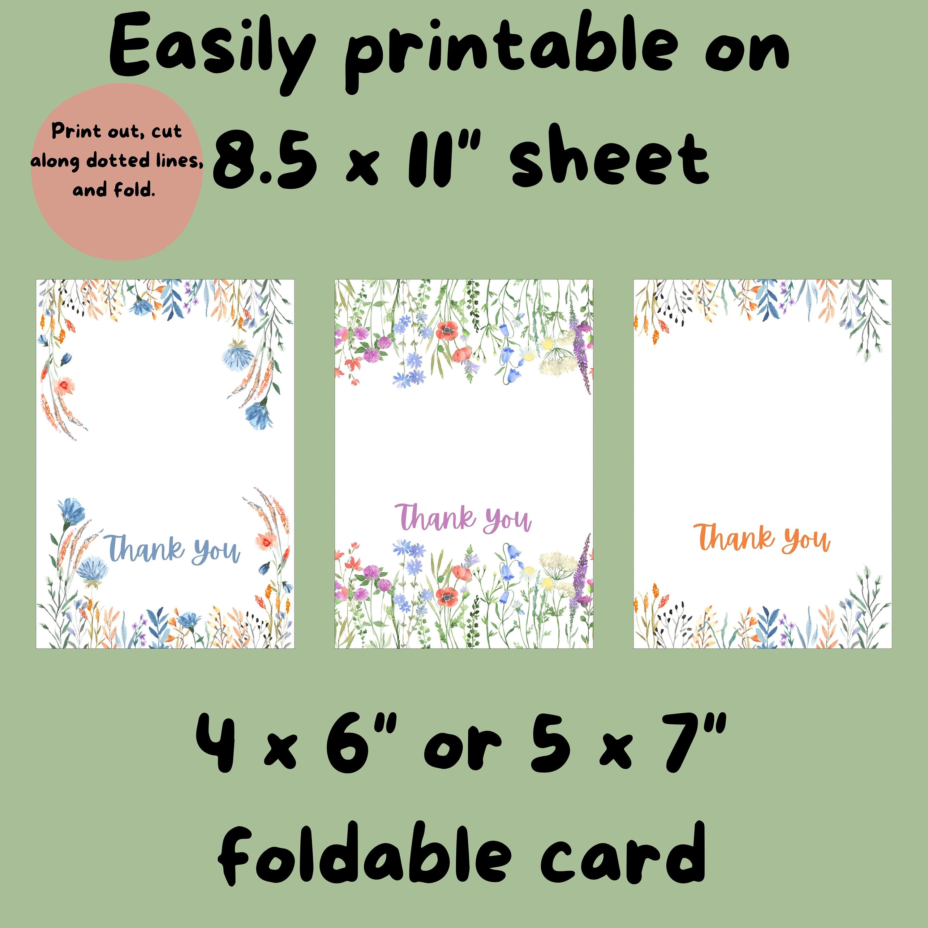 Floral Thank You Cards/thank You Cards/thank You Cards Bundle/thank You ...