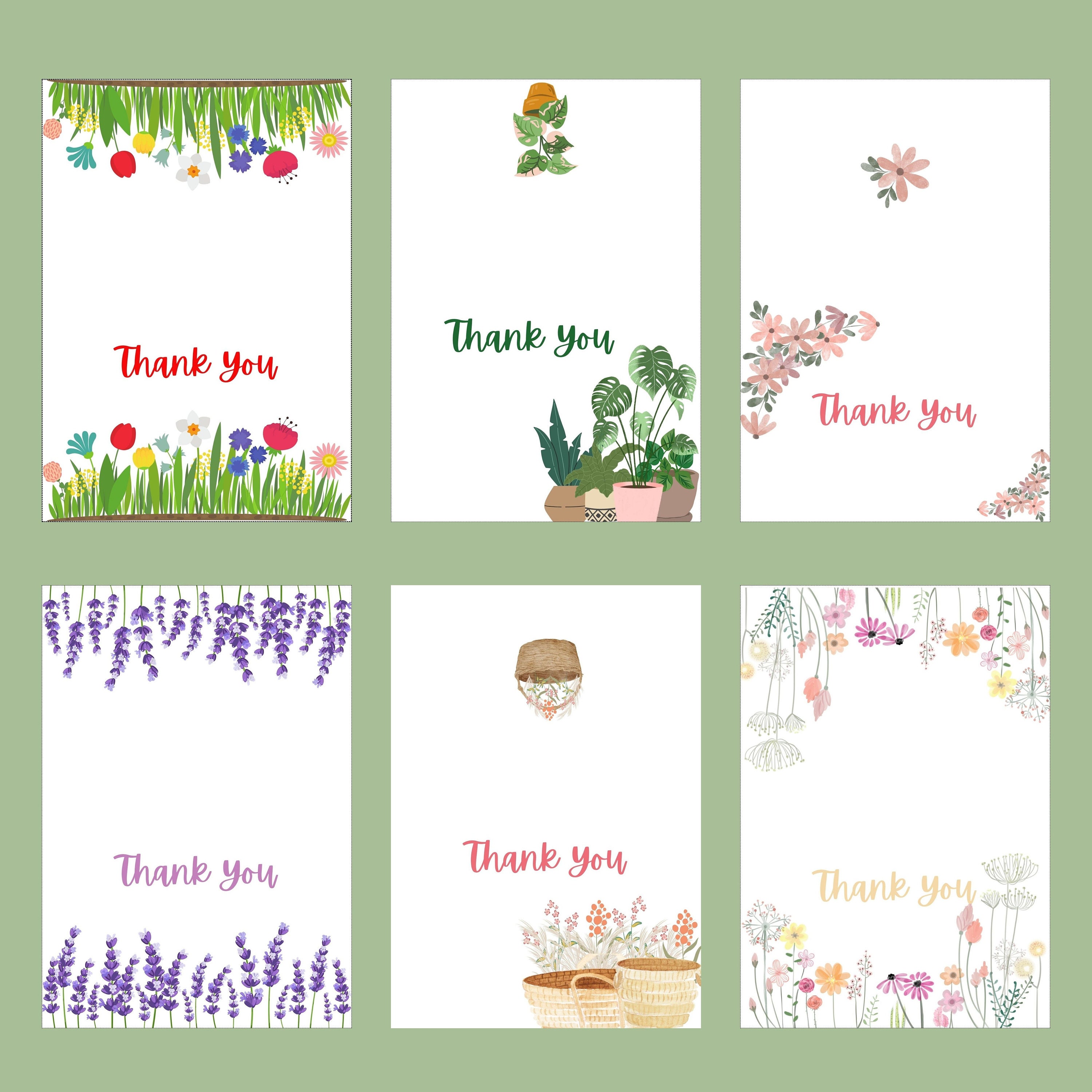 Floral Thank You Cards/thank You Cards/thank You Cards Bundle/thank You ...