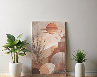 Abstract Earth Tone Wall Art Minimalist Boho Landscape Printable Modern ...