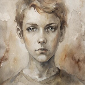 Realistic Watercolor Portrait of a Boy – Printable Wall Art - Etsy