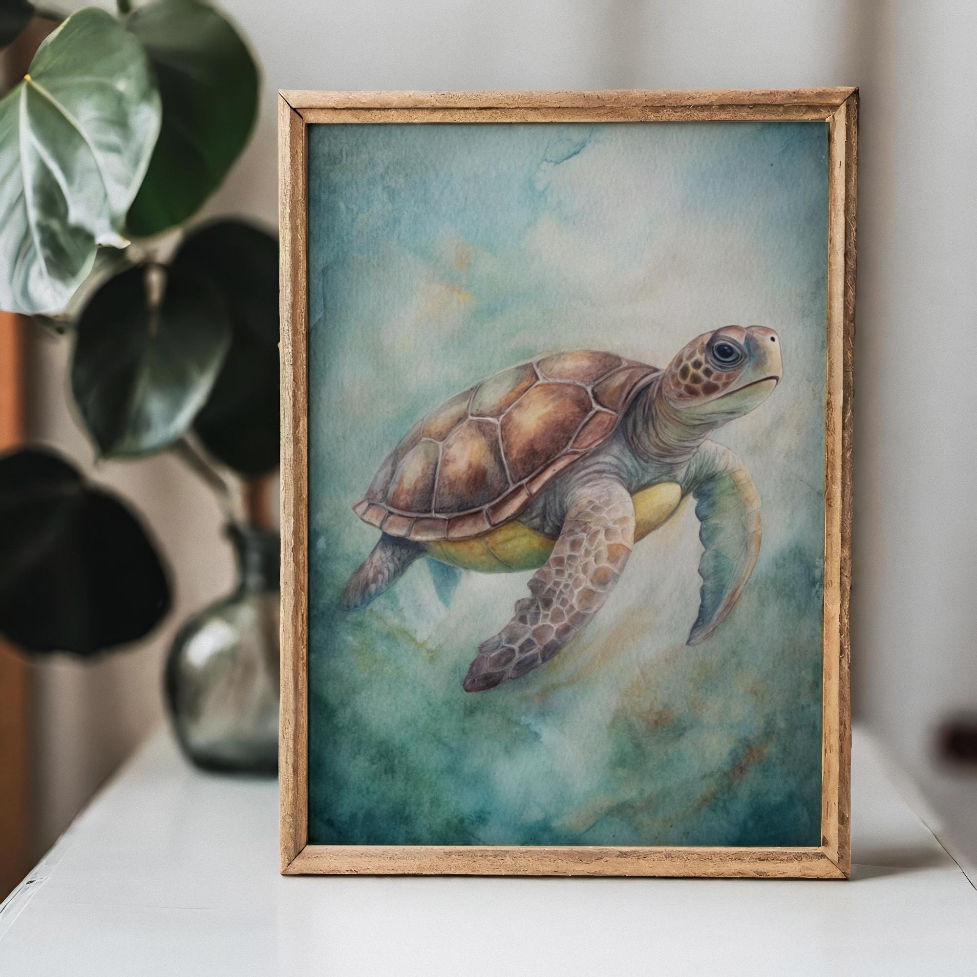 Watercolor Sea Turtle Art | Underwater Wildlife Print | Ocean-inspired ...