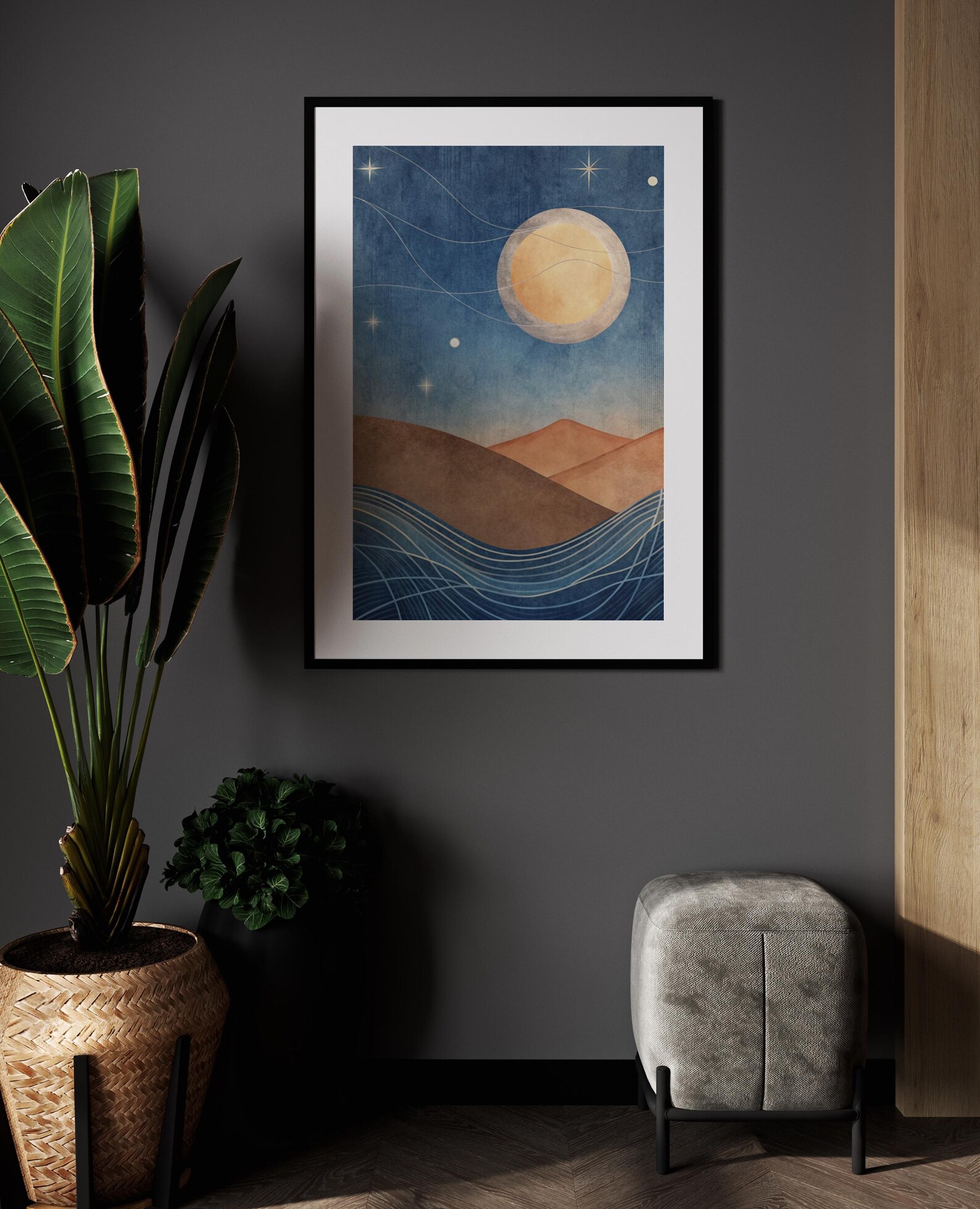 Moonlit Horizon - Abstract Celestial Wall Art for Tranquil Spaces - Etsy