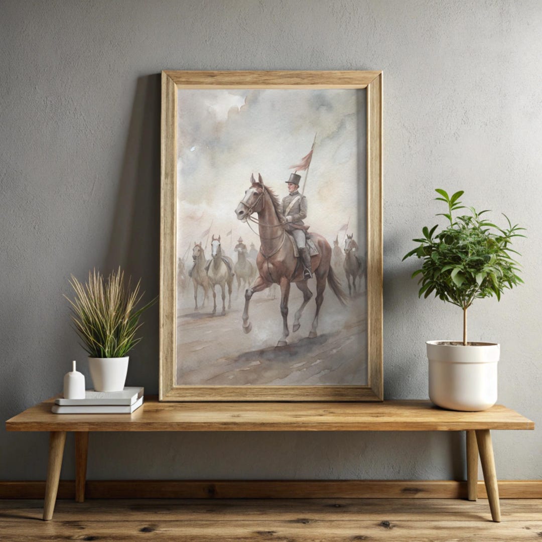 Historic Cavalry Officer Watercolor Art Print - Etsy