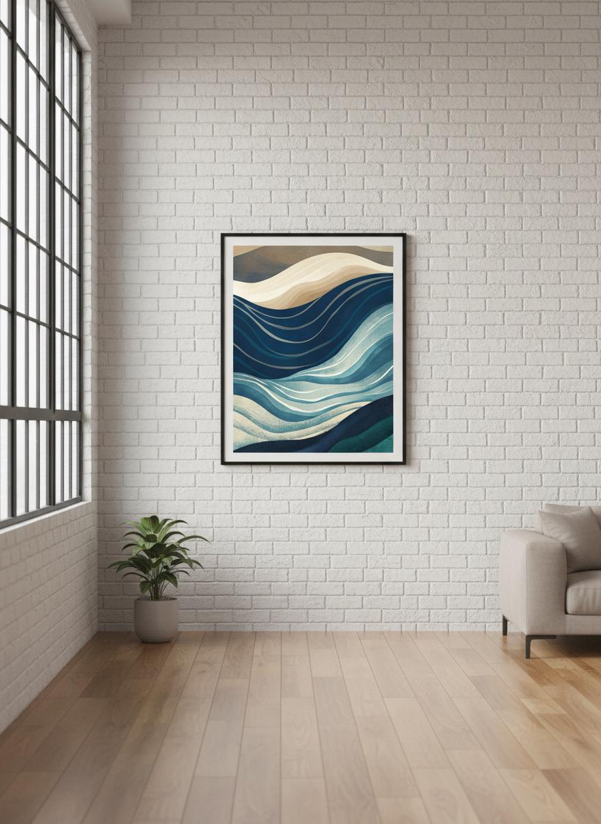 Abstract Ocean Waves - Minimalist Printable Wall Art, Modern Coastal ...