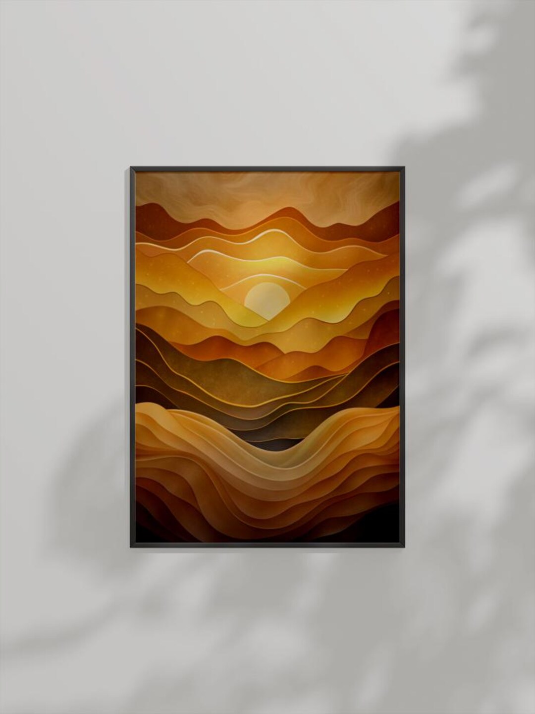 Abstract Sunset Mountains Wall Art, Warm Earthy Landscape Printable ...