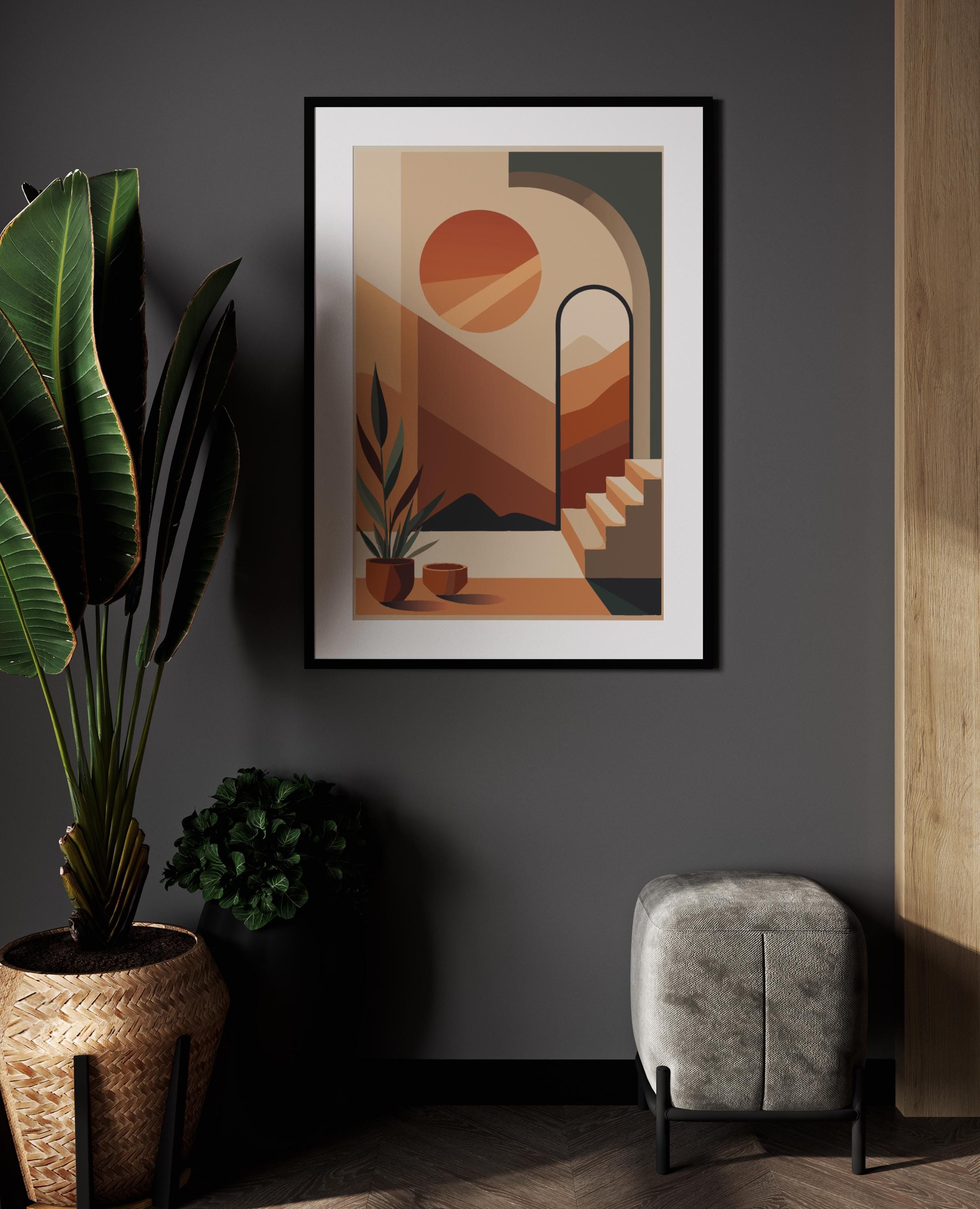 Modern Boho Sun and Archway Wall Art | Warm Earth Tones | Minimalist ...