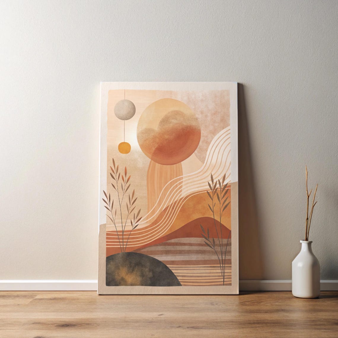 Abstract Earth Tone Wall Art Minimalist Boho Landscape Printable Modern ...
