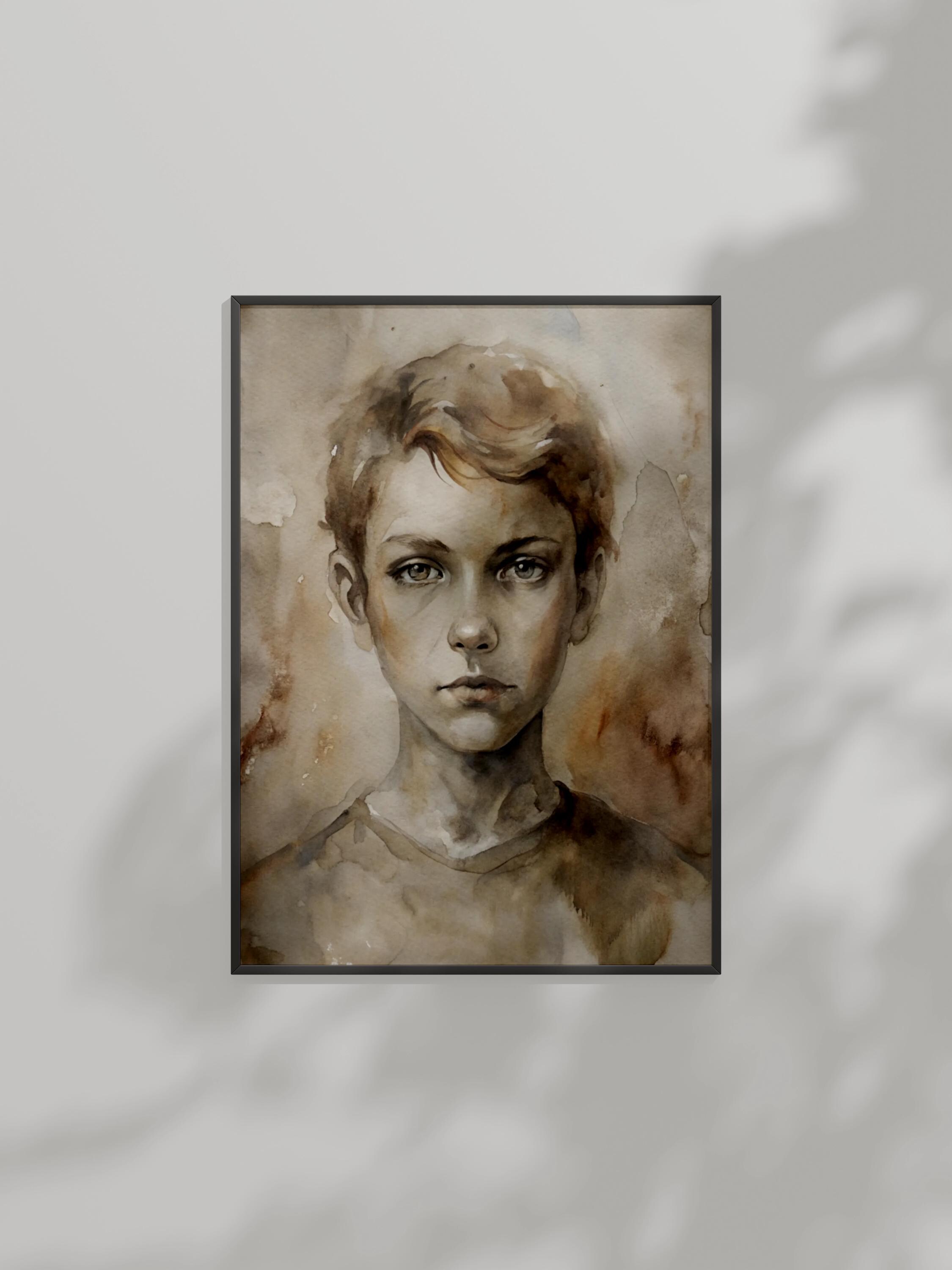 Realistic Watercolor Portrait of a Boy – Printable Wall Art - Etsy