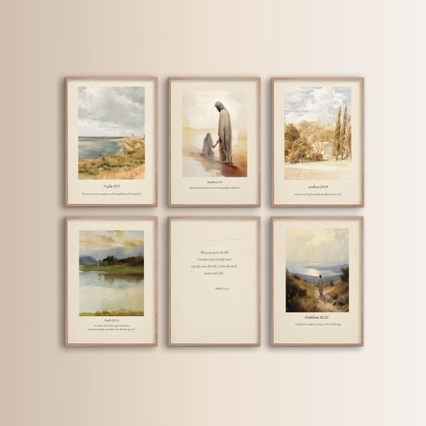 Bible Verse Wall Art Gallery Set - Etsy