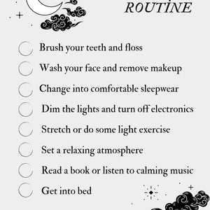 Aesthetic Bedtime Routine Checklist, Minimalist Digital Printable Night ...