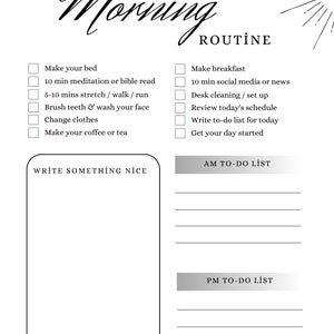 Minimalist Digital Printable White Aesthetic Morning Routine - Etsy