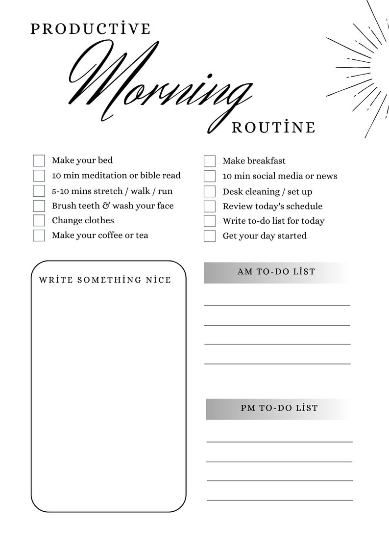 Minimalist Digital Printable White Aesthetic Morning Routine - Etsy