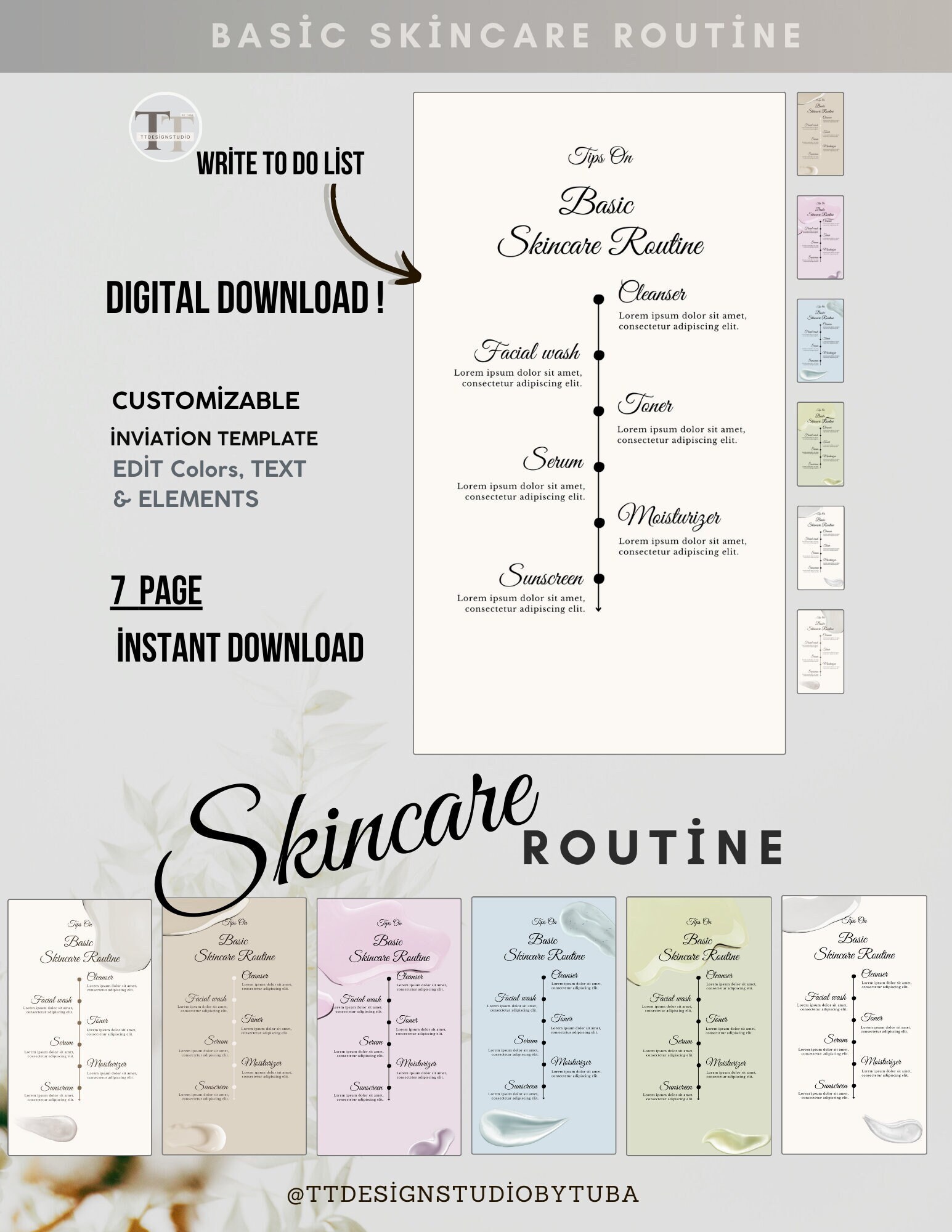 Editable Skincare Routine Cards Skincare Routine Planner - Etsy