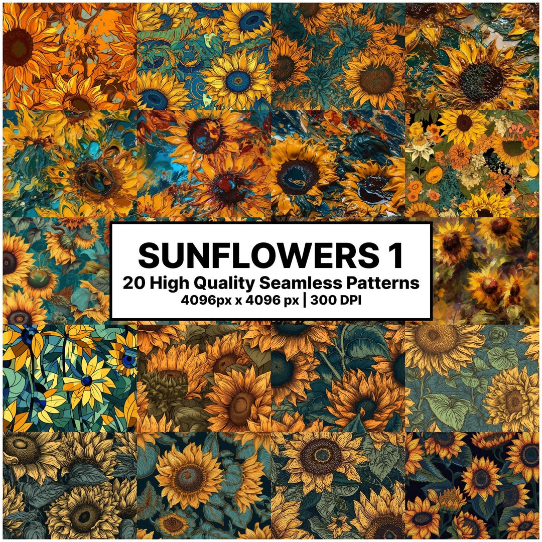 Sunflowers 1, Flowers Digital Paper, Flowers Seamless Pattern, Flowers ...
