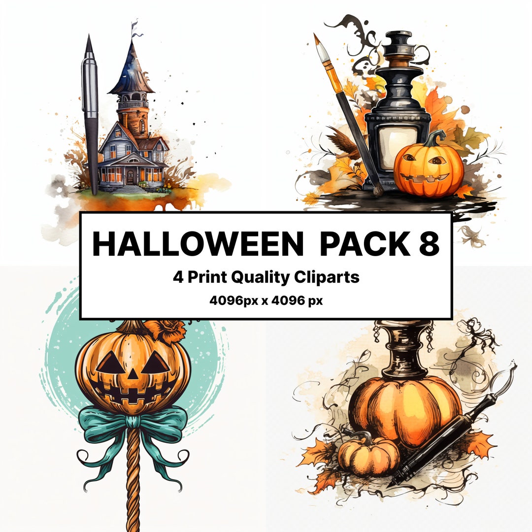 Halloween Pack 8 Clipart, Digital Cliparts - Fine Art Digital Clipart ...