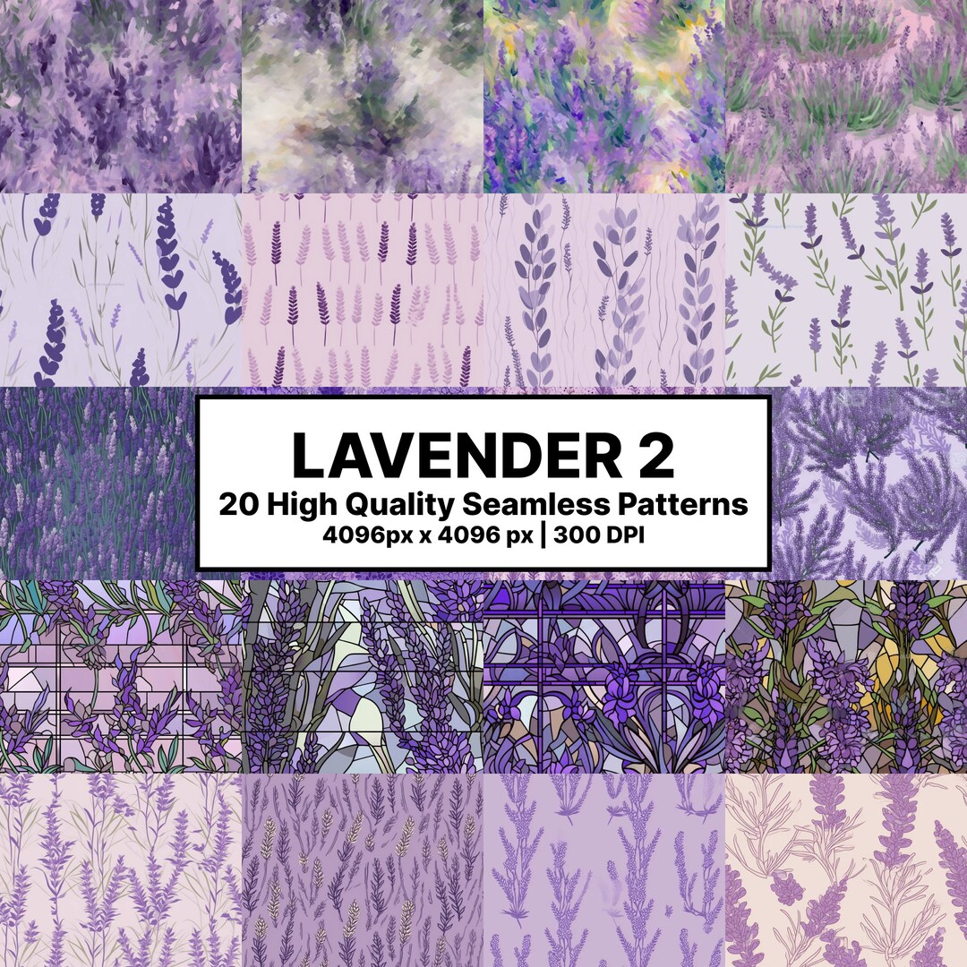 Lavender Pack 2, Flowers Digital Paper, Flowers Seamless Pattern ...