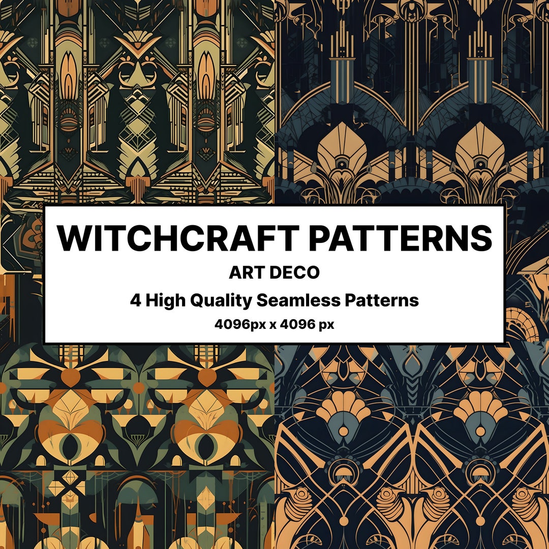 Witchcraft Art Deco Pattern, Digital Paper - Fine Art Digital Paper ...