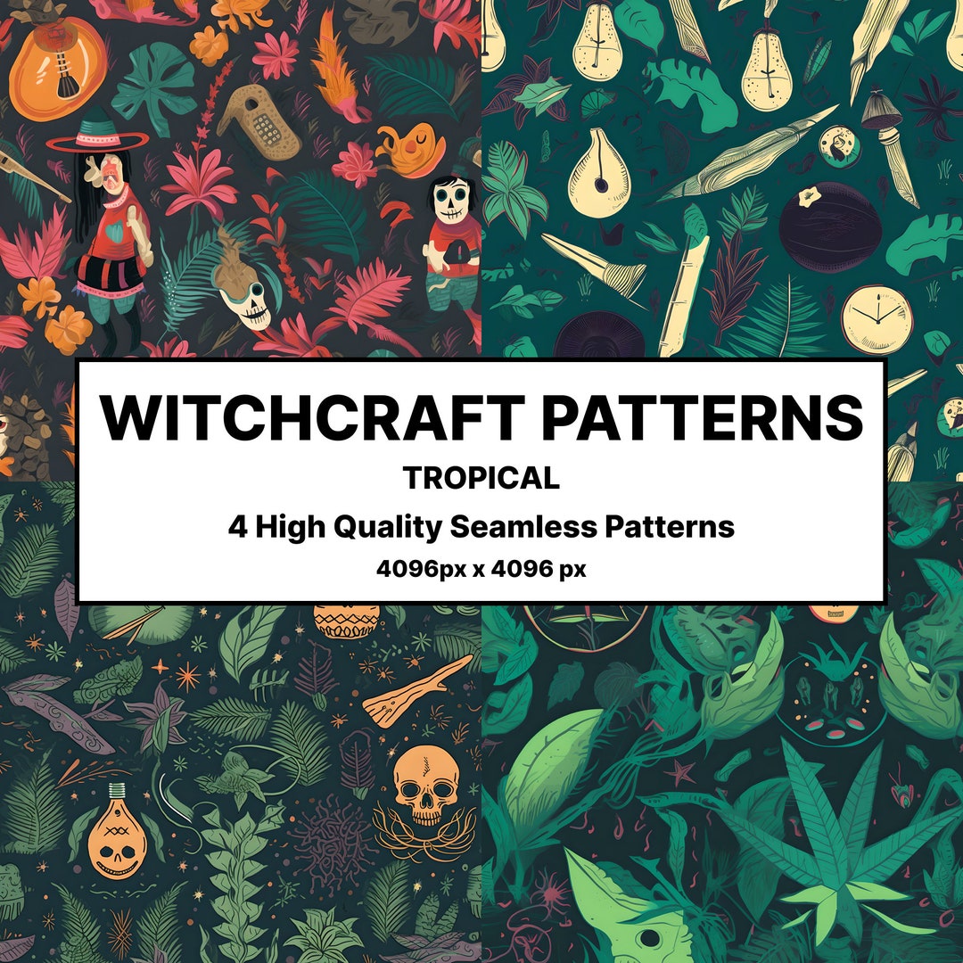 Witchcraft Tropical Pattern, Digital Paper - Fine Art Digital Paper ...