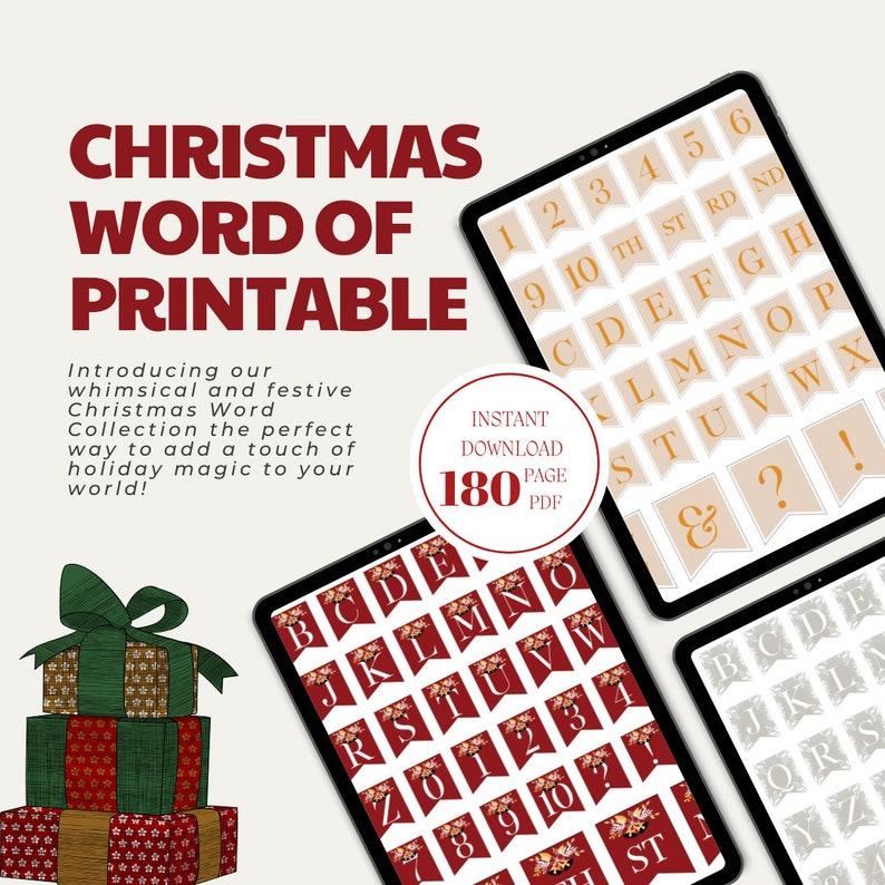 Christmas Banner Set of 180 Word Collection Christmas Word for Kids Christmas Banner Printable ...