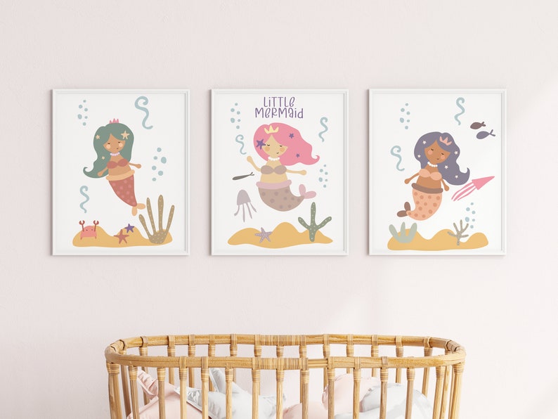 Mermaid Posters Nursery Mermaid Poster Pink Nursery Wall - Etsy