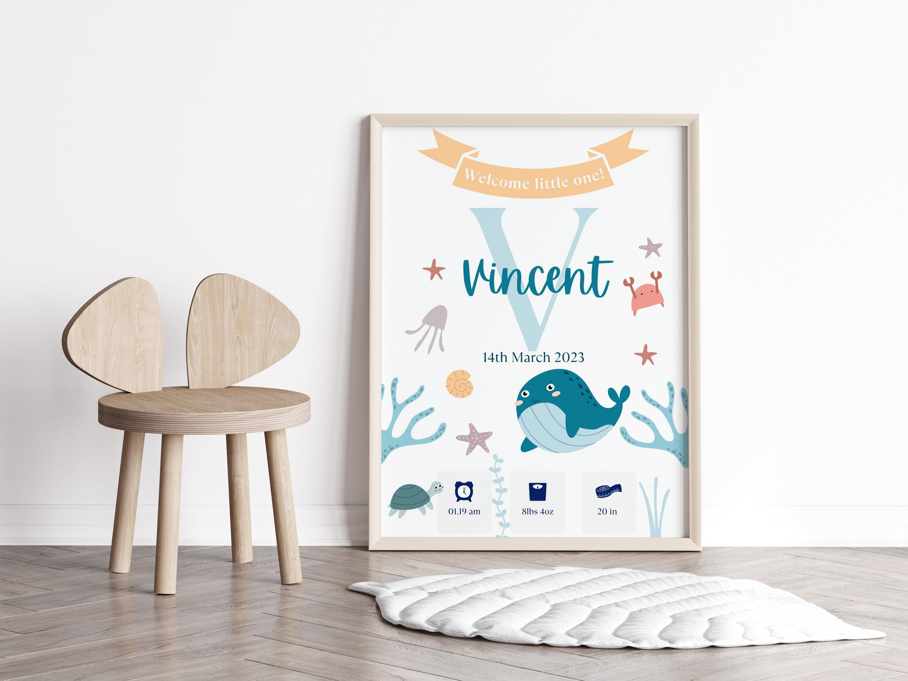 Birth Stats Poster, Ready to Print, Baby Announcement, Birth ...
