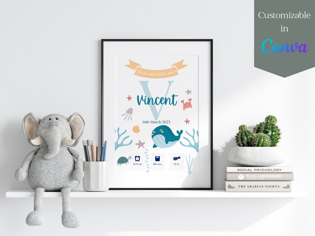 Birth Stats Poster, Ready to Print, Baby Announcement, Birth ...