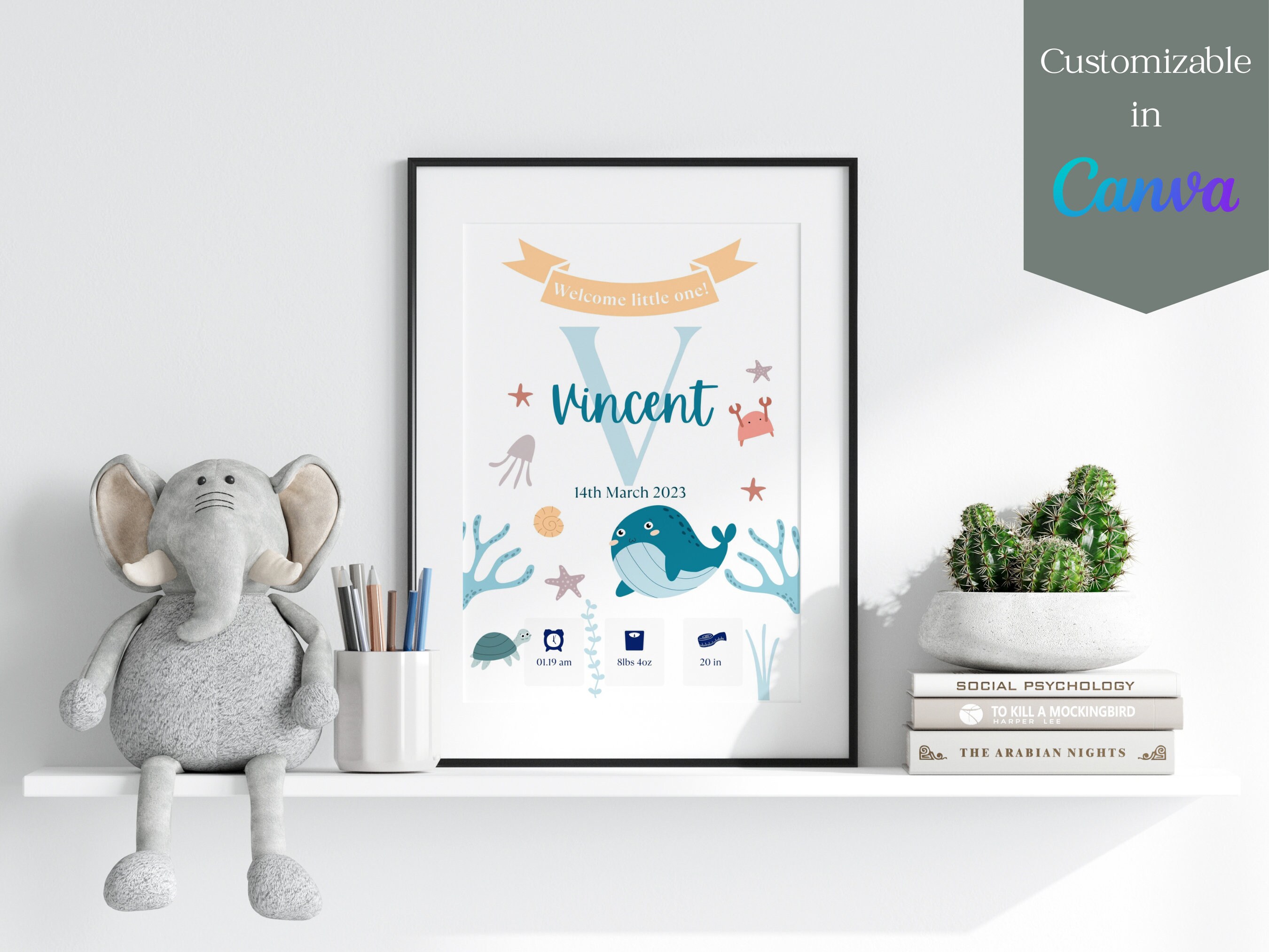 Birth Stats Poster, Ready to Print, Baby Announcement, Birth ...