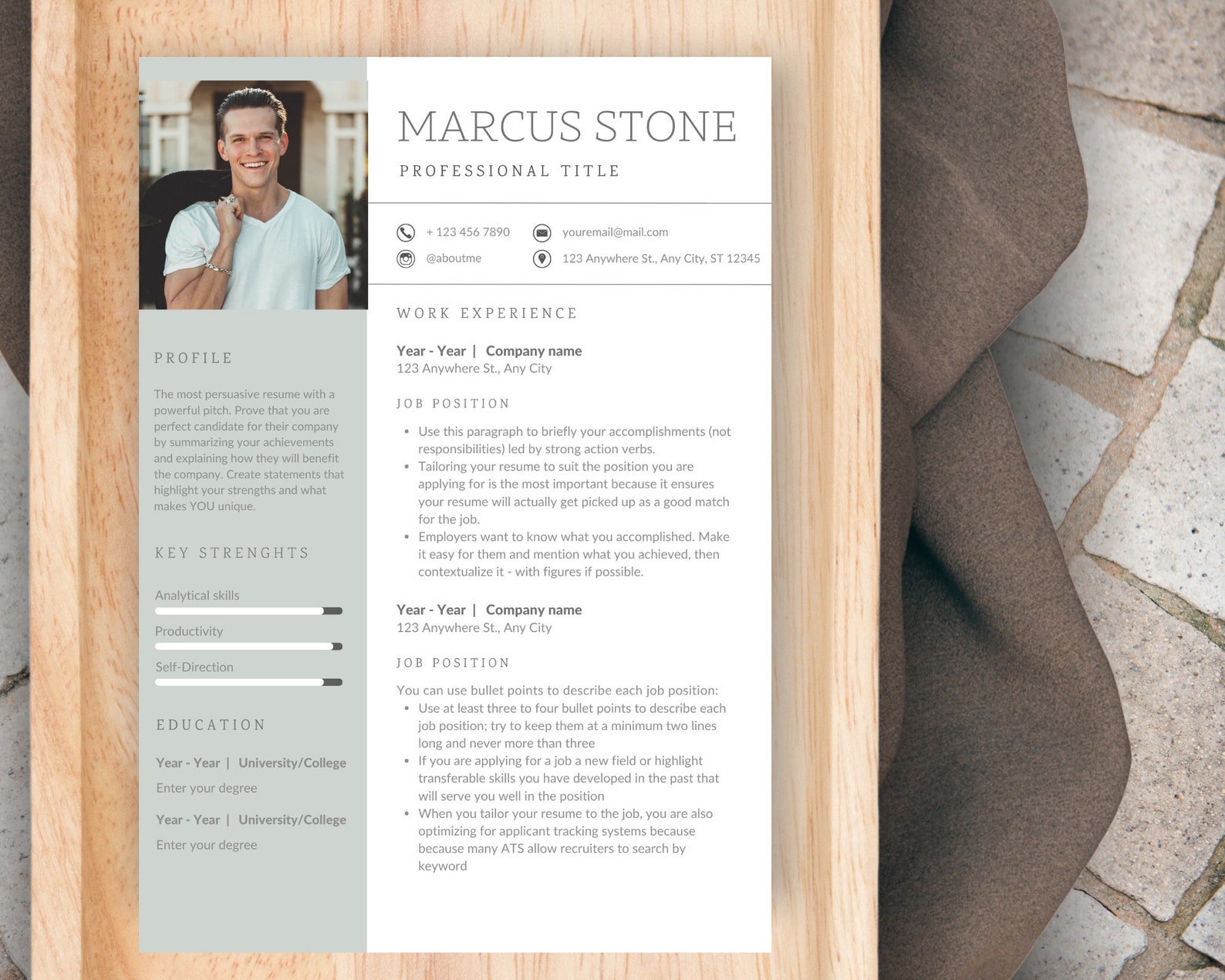 Customizable Resume Template With Photo, Professional Resume Template ...