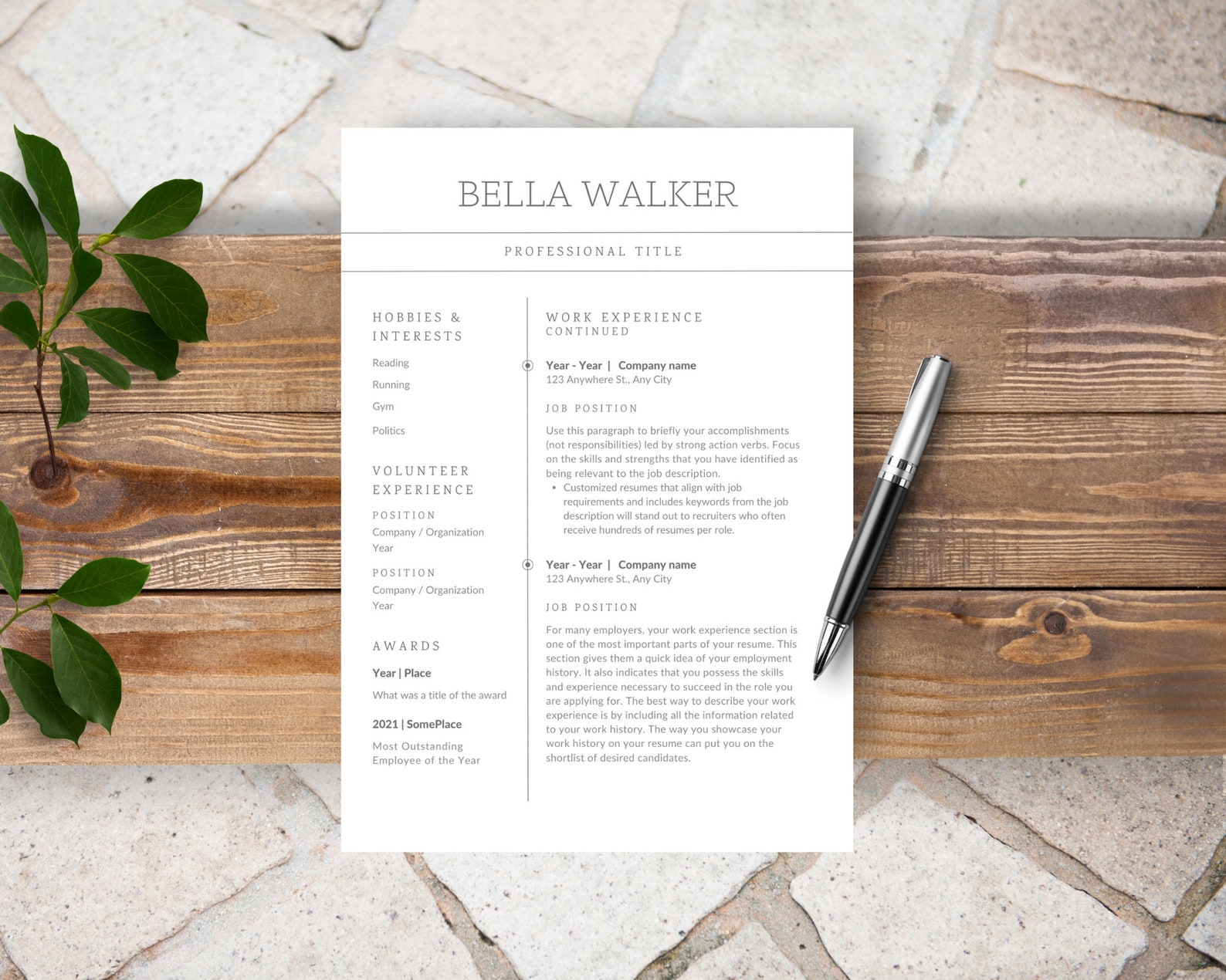 Resume Template With Photo, Professional Resume Template for Canva ...